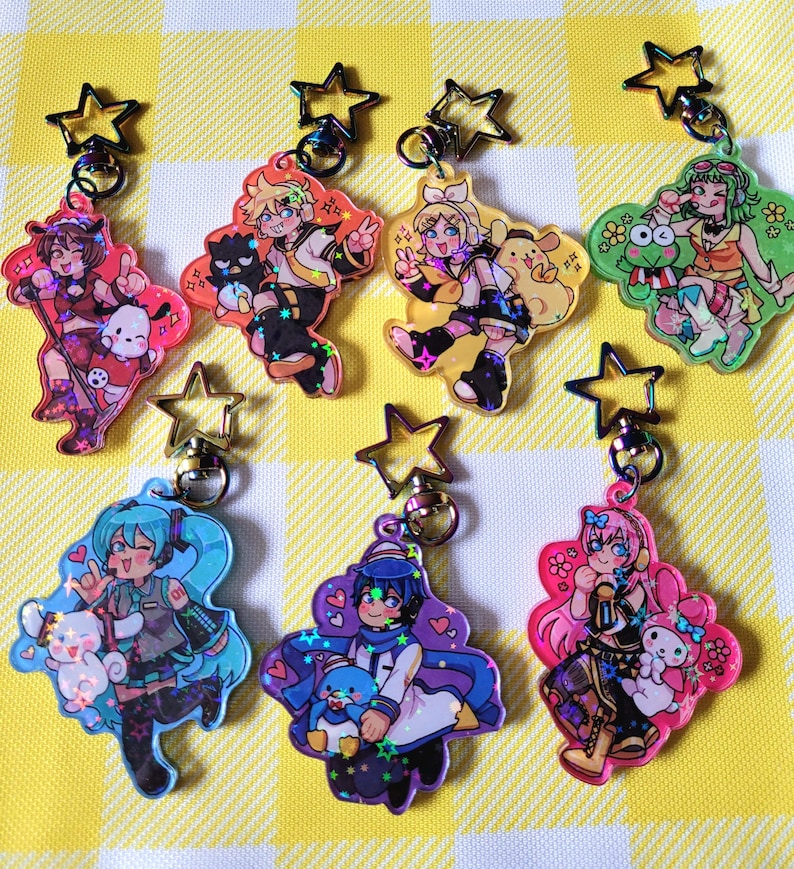 Vocaloid Keychains, 2 Inch Acrylic Charms With Star Clasp and ...