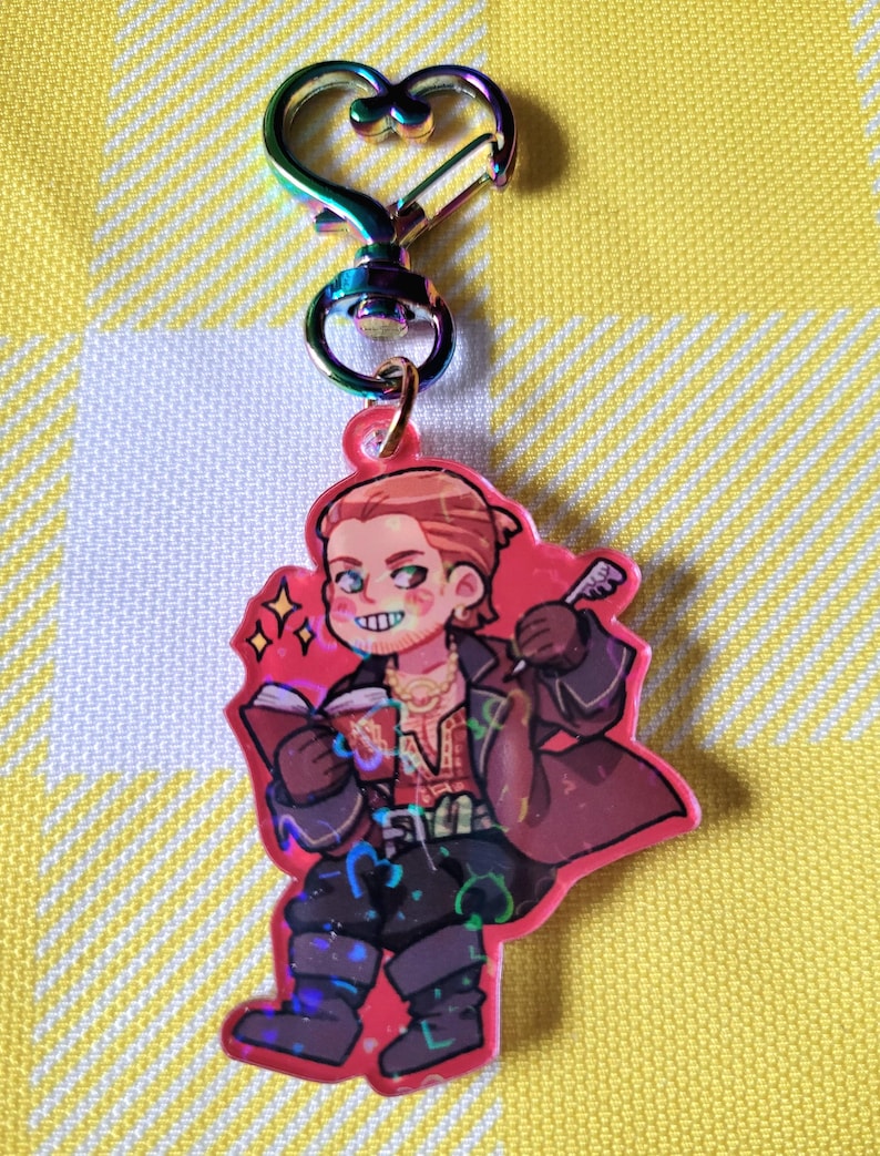 DA 2 Keychains / 2 Inch Acrylic Charms With Heart Clasp and Holographic ...