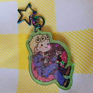 JJBA Keychains, 2 Inch Acrylic Charms With Star Clasp and Holographic ...