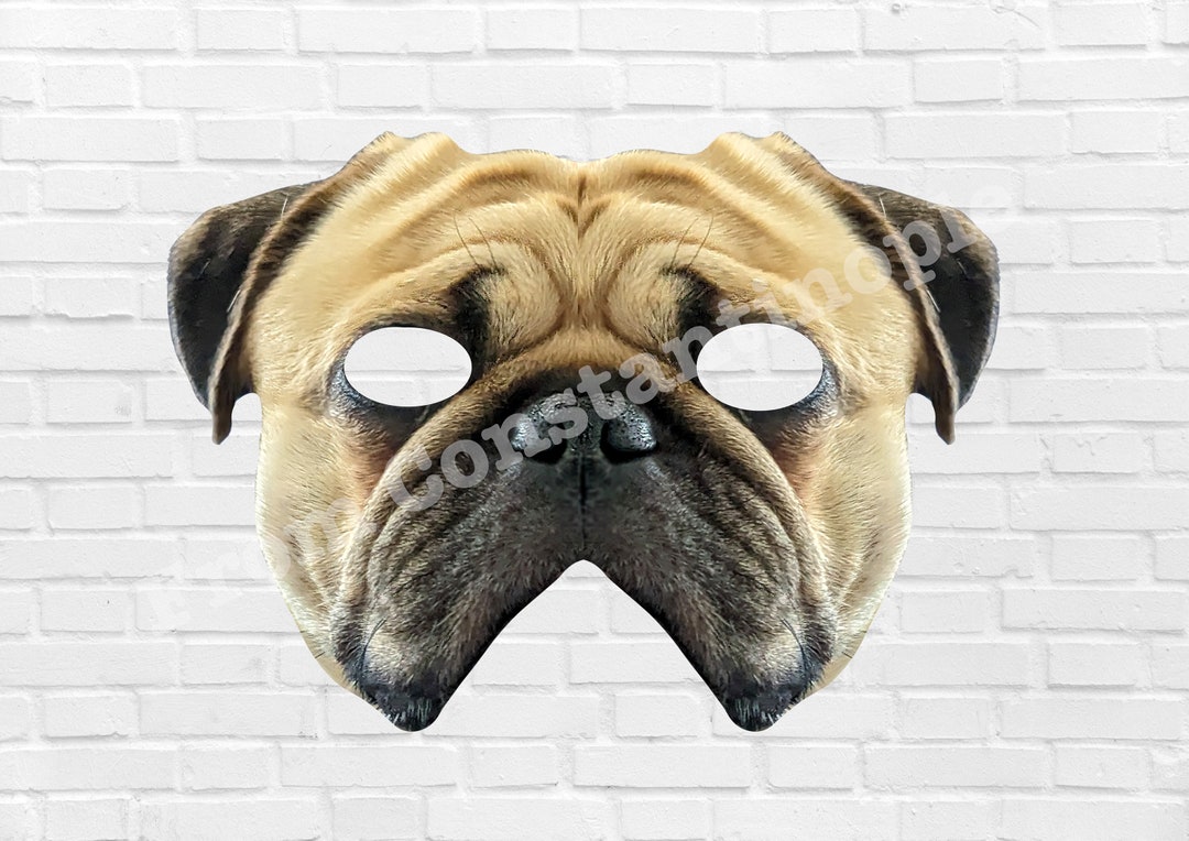 Pug Dog Printable Mask, Pug Dog Real Photo Mask, Halloween Mask ...