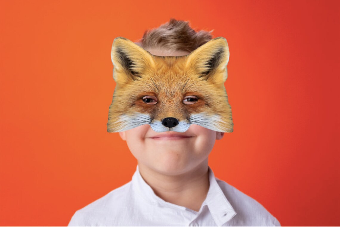 Red Fox Printable Mask, Red Fox Real Photo Mask, Halloween Mask ...