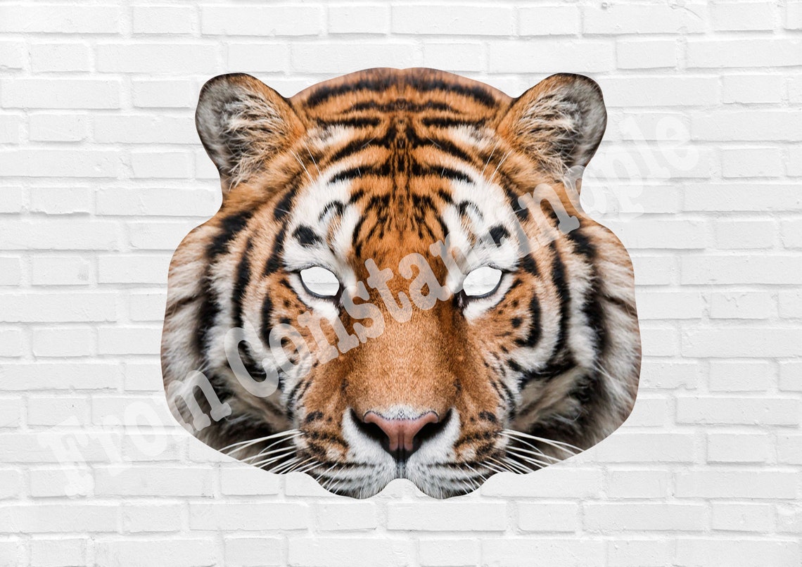 Tiger Printable Mask, Tiger Real Photo Mask, Halloween Mask, Printable ...