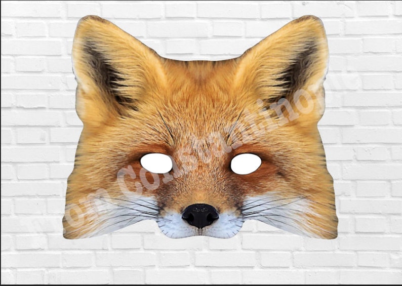 Red Fox Printable Mask, Red Fox Real Photo Mask, Halloween Mask ...