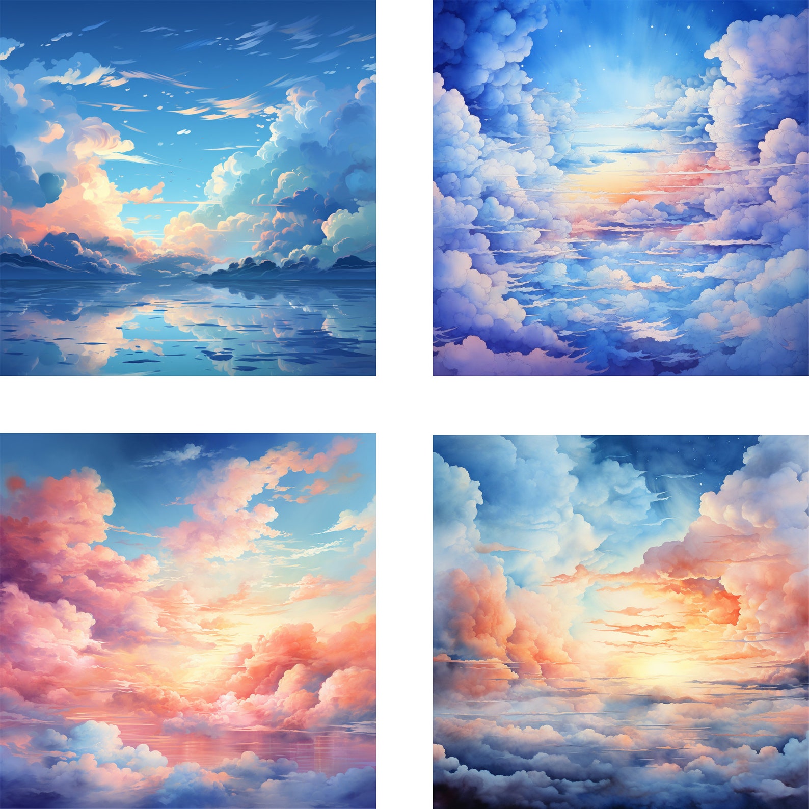 Watercolor Clouds Digital Background,cloudy Sky Digital Paper,cloudy ...