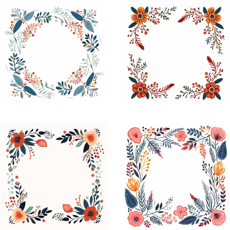 Digital Floral Frame Backgrounds Digital Paper Sheet Download ...