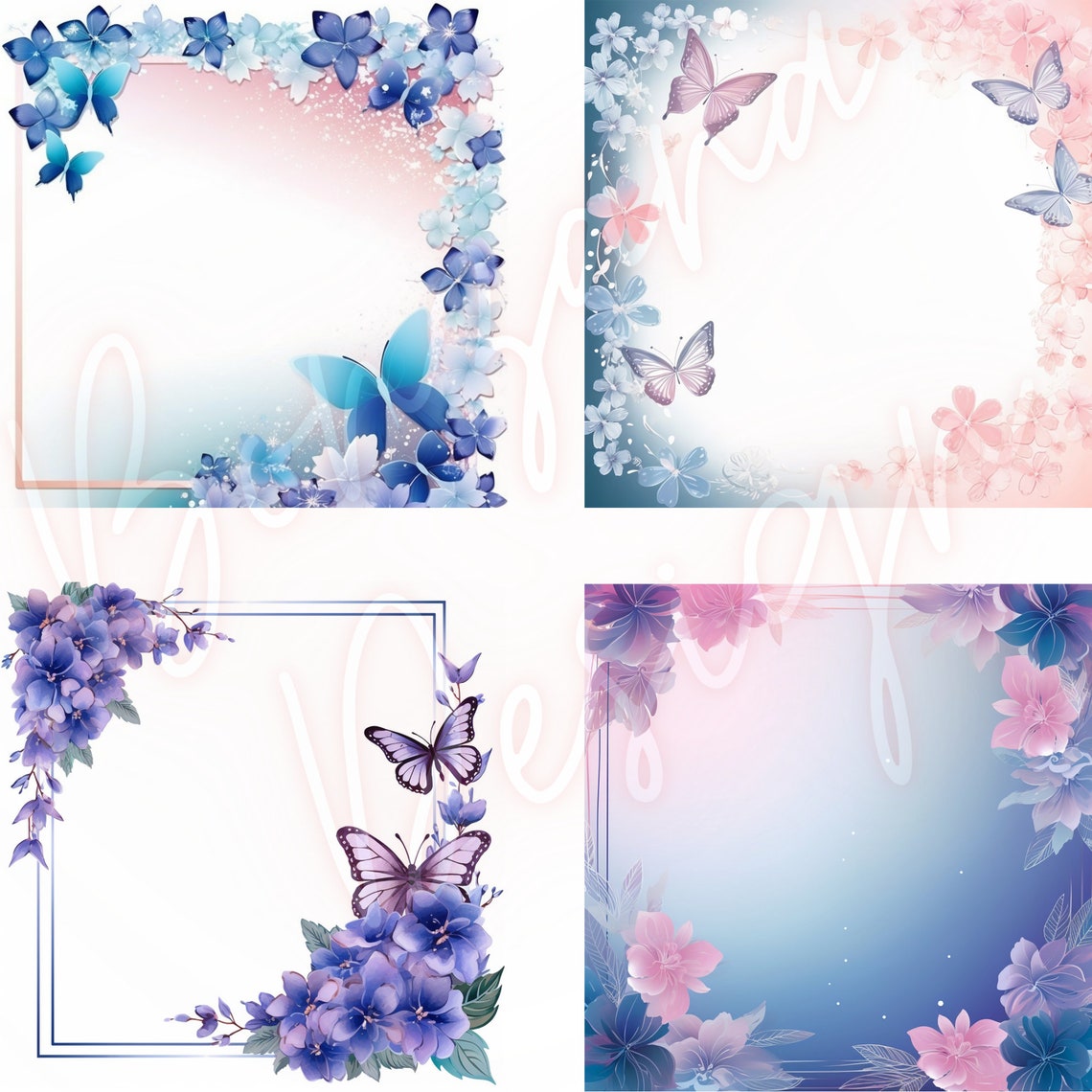 Digital Flower Frame Backgrounds Digital Paper Sheet Download ...