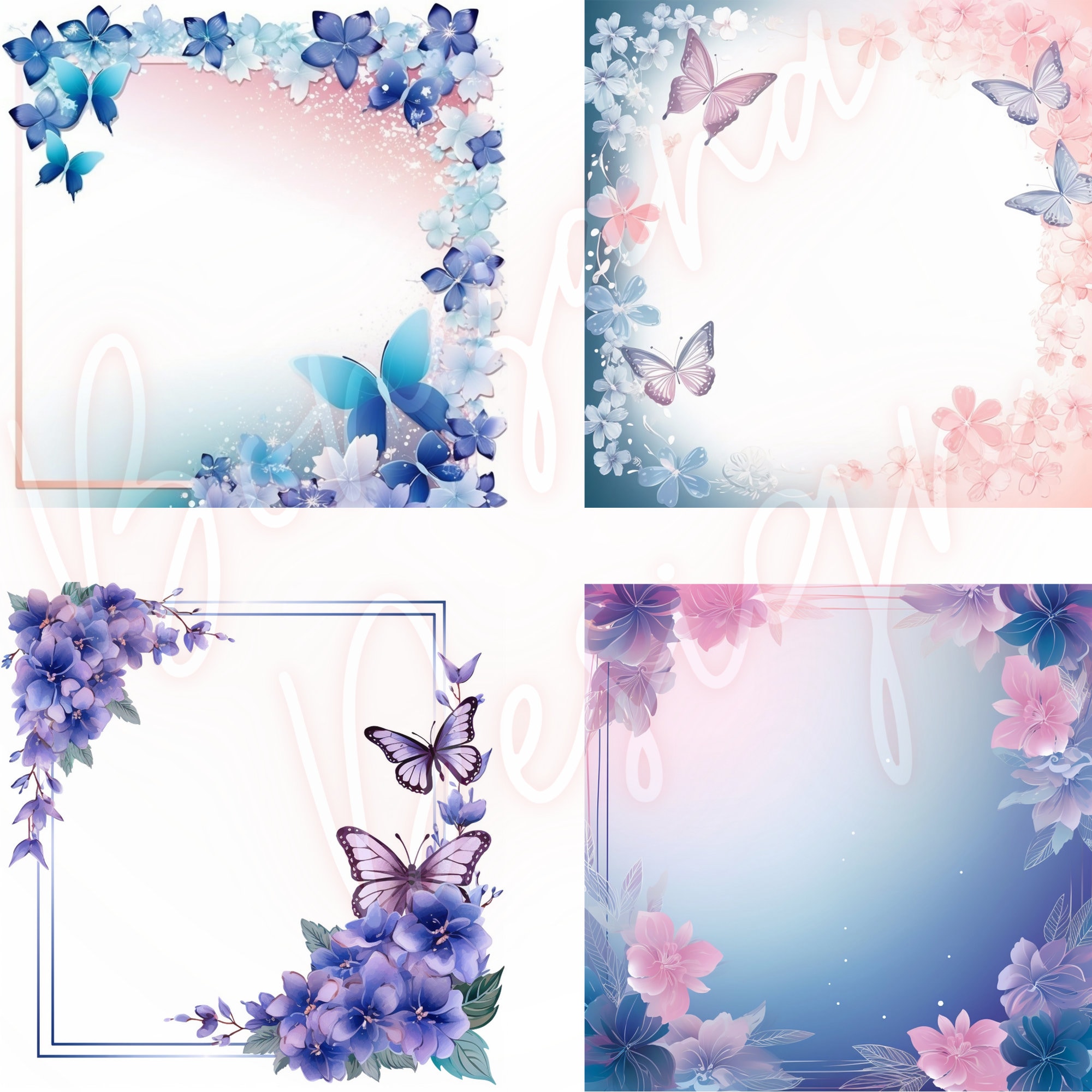 Digital Flower Frame Backgrounds Digital Paper Sheet Download ...