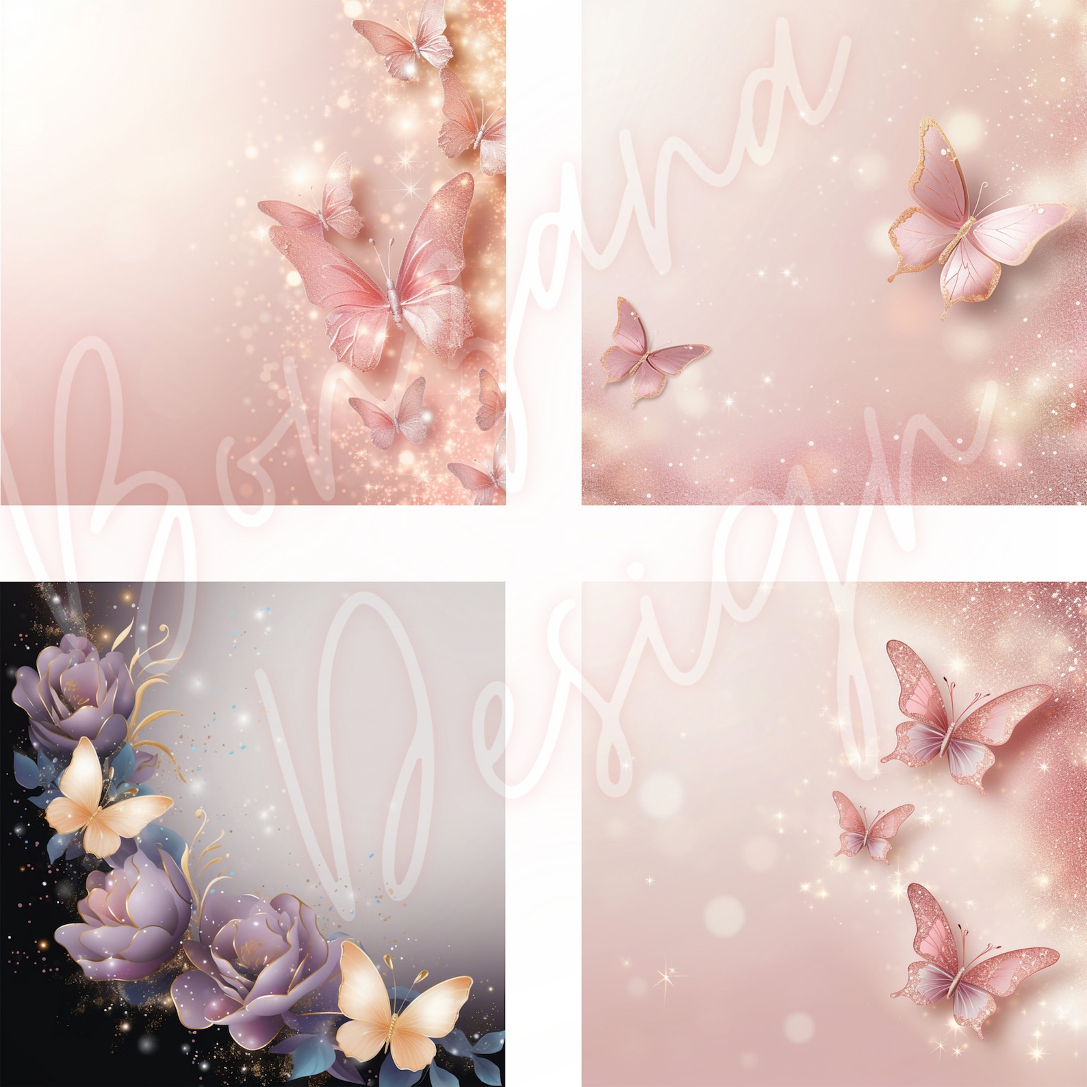 Glitter Butterflies Digital Background, Digital Paper, Butterflies ...