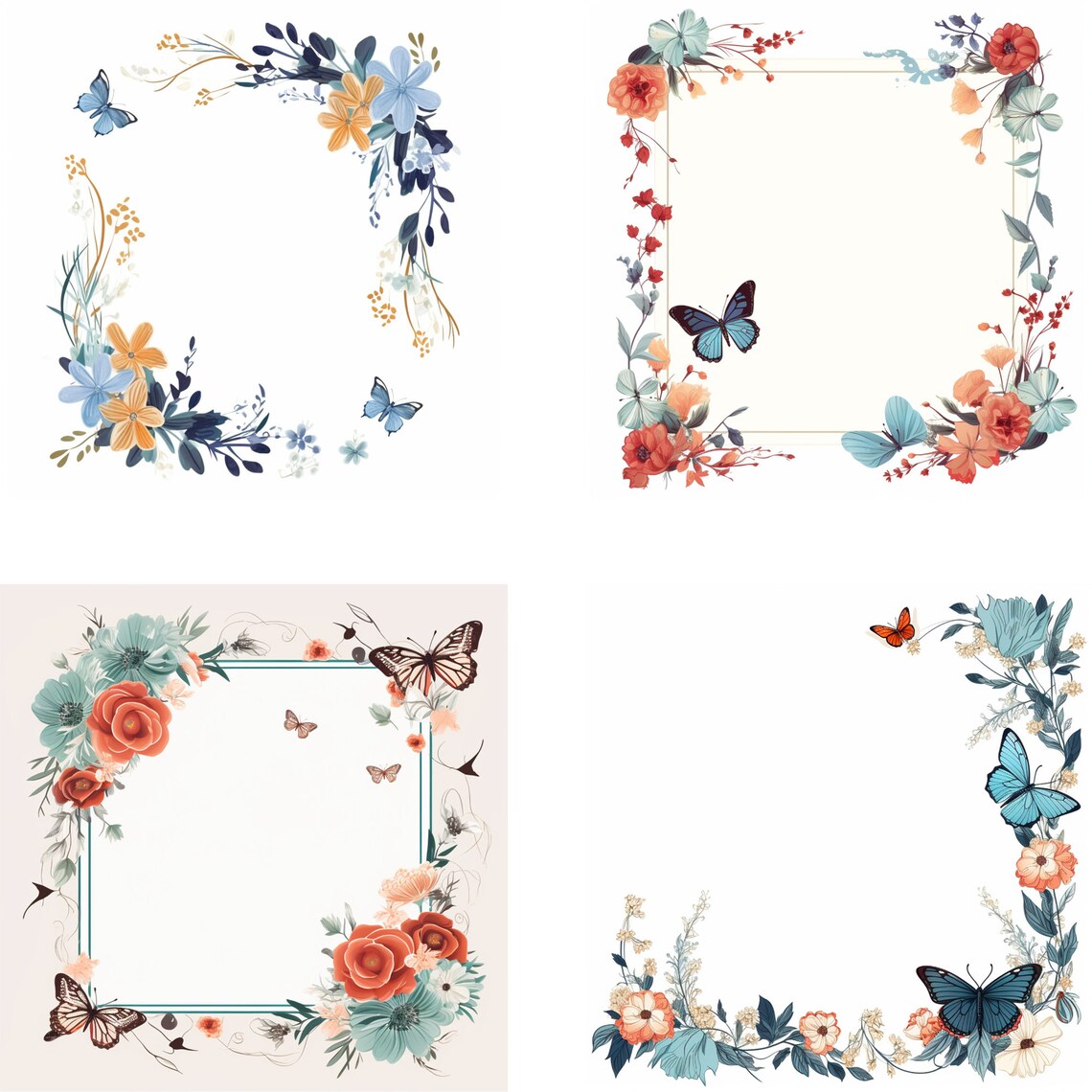 Digital Floral Frame Backgrounds Digital Paper Sheet Download ...