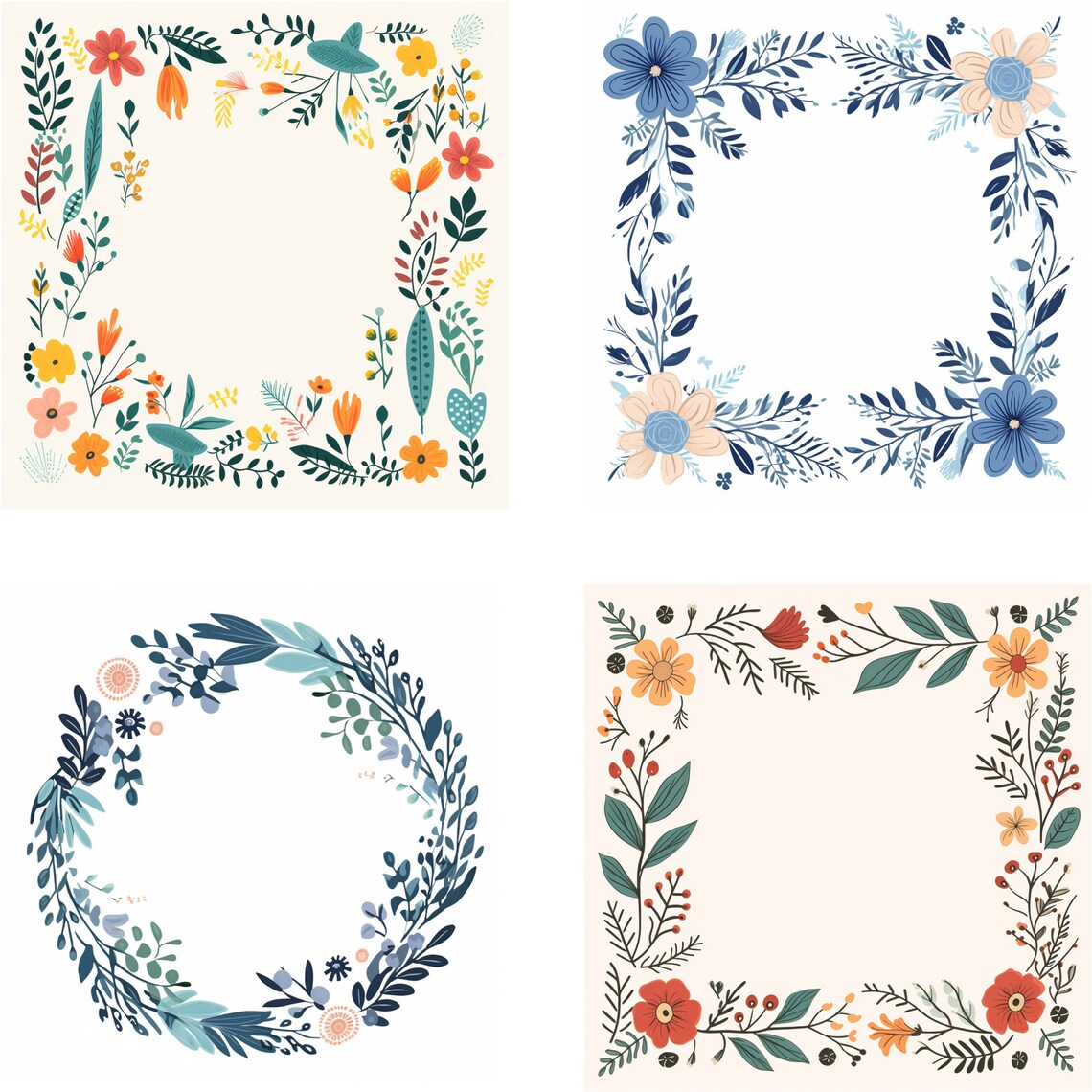 Digital Floral Frame Backgrounds Digital Paper Sheet Download ...
