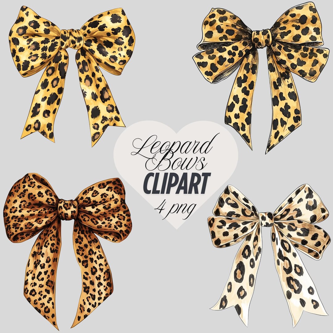 Watercolor Leopard Bow Clipart PNG, Glam Animal Print Bow, Trendy Diva ...
