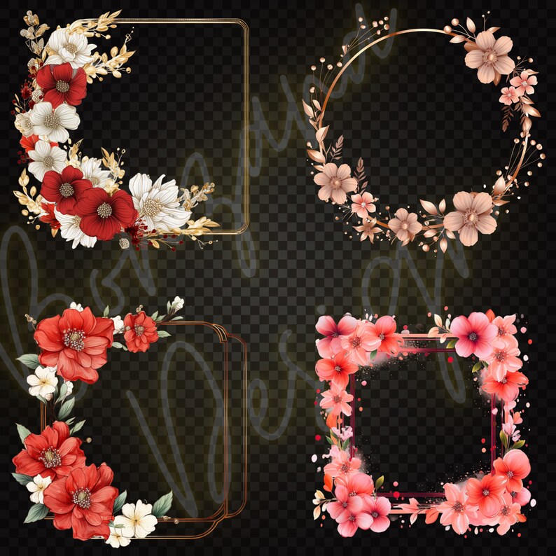 Floral Clipart Frames, Flowers Frame Clipart,transparent Floral Frame ...