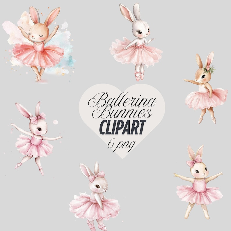 Watercolor Bunny Ballerina Clipart PNG, Cute Ballet Bunny Illustration ...