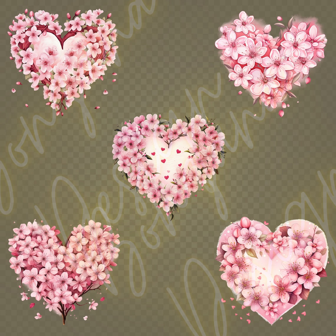 Cherry Blossom Heart Clipart, Transparent Cherry Blossom Heart ...