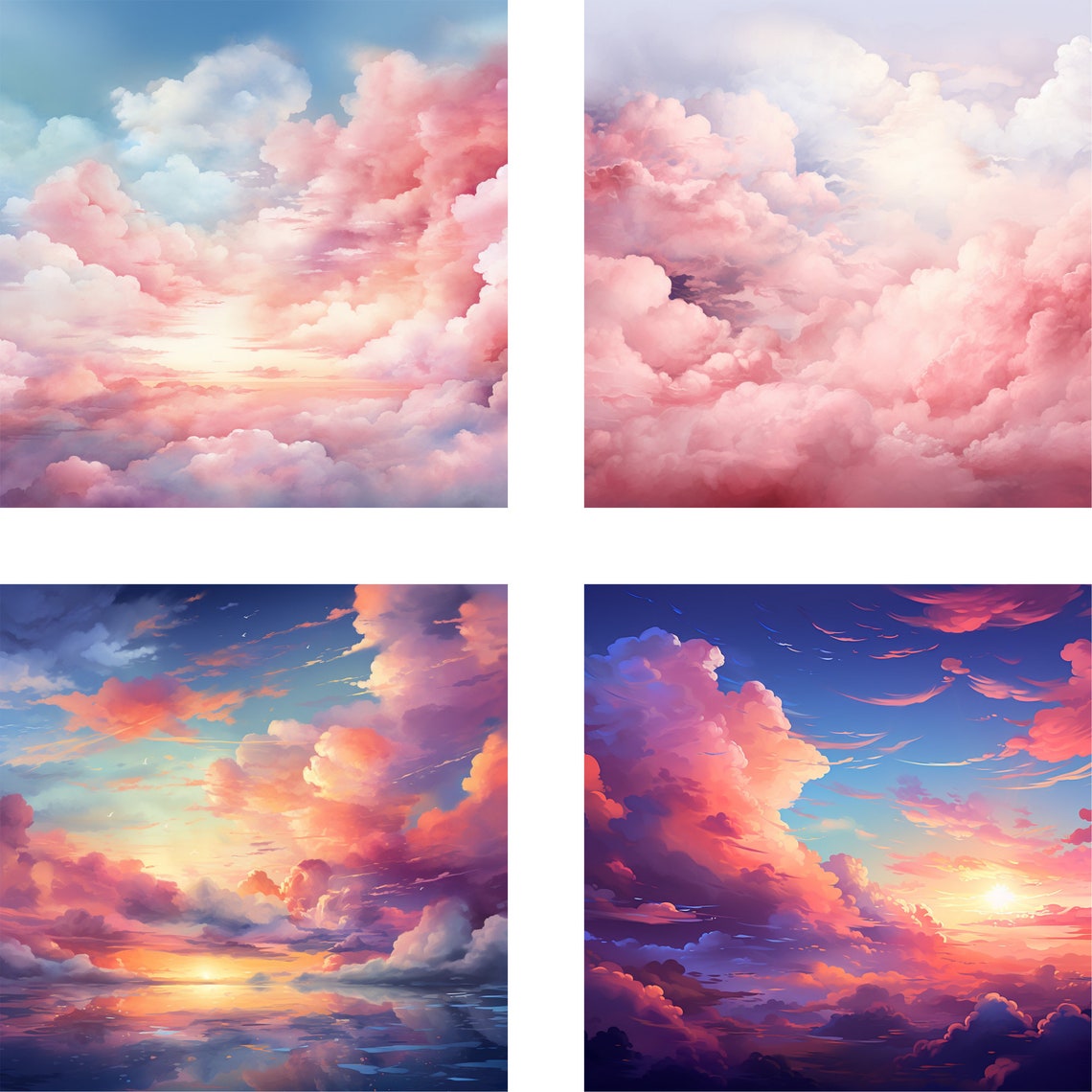 Watercolor Clouds Digital Paper,watercolor Clouds Digital Background ...