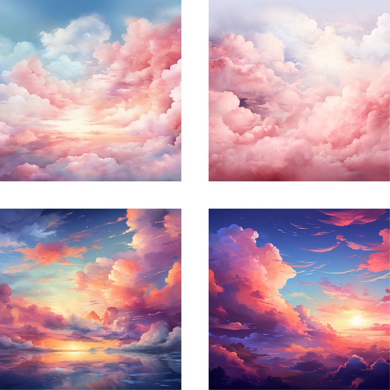 Watercolor Clouds Digital Paper,watercolor Clouds Digital Background ...