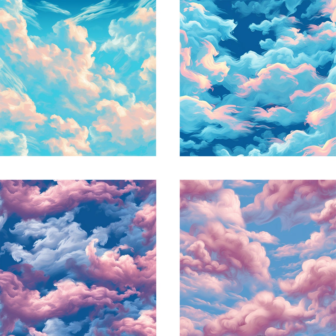 Clouds Digital Background, Clouds Digital Paper, Cloudy Skies Digital ...