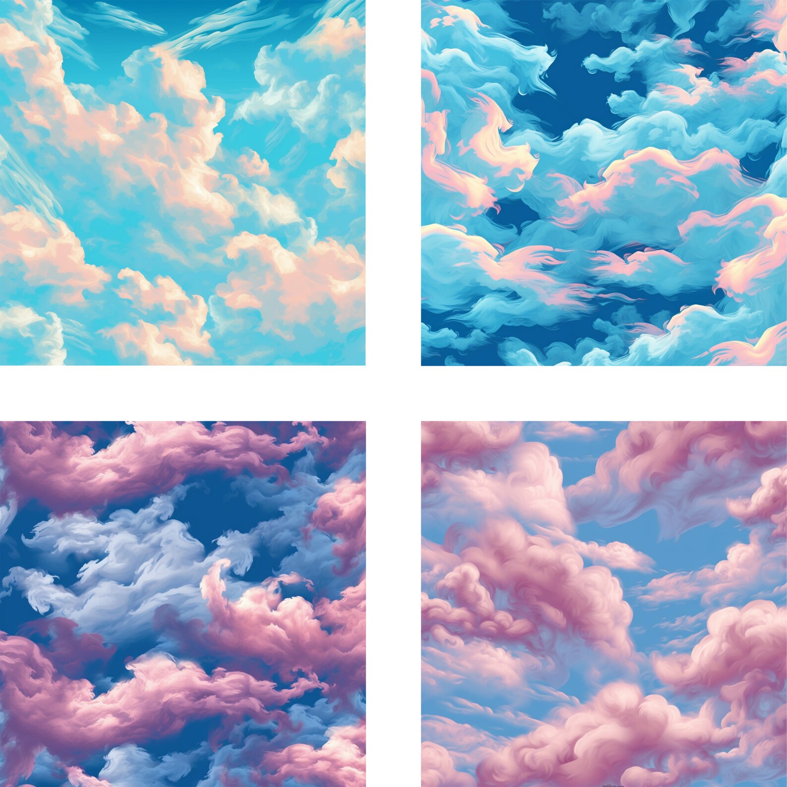 Clouds Digital Background, Clouds Digital Paper, Cloudy Skies Digital ...