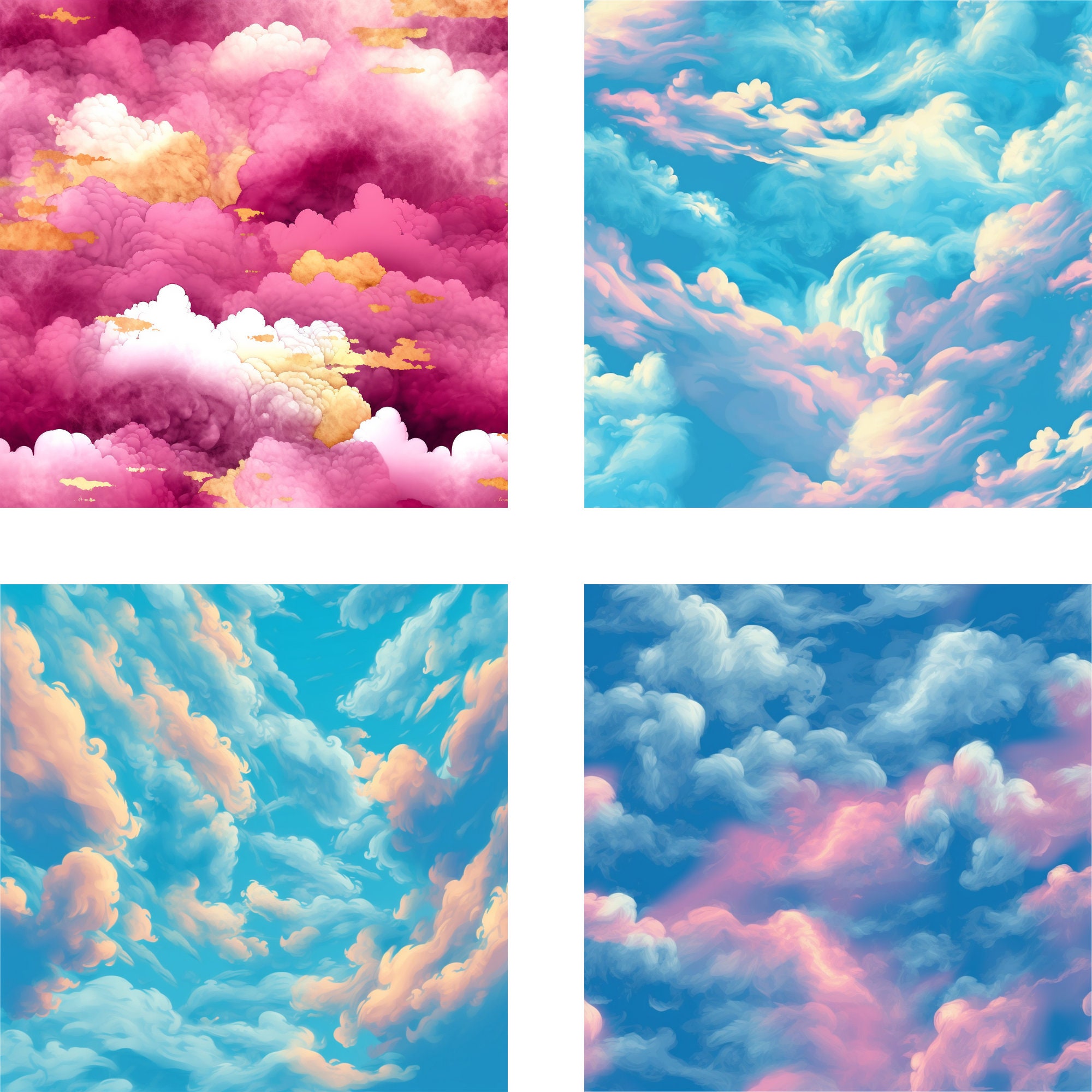Clouds Digital Background, Clouds Digital Paper, Cloudy Skies Digital ...
