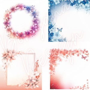 Digital Flower Frame Backgrounds Digital Paper Sheet Download ...