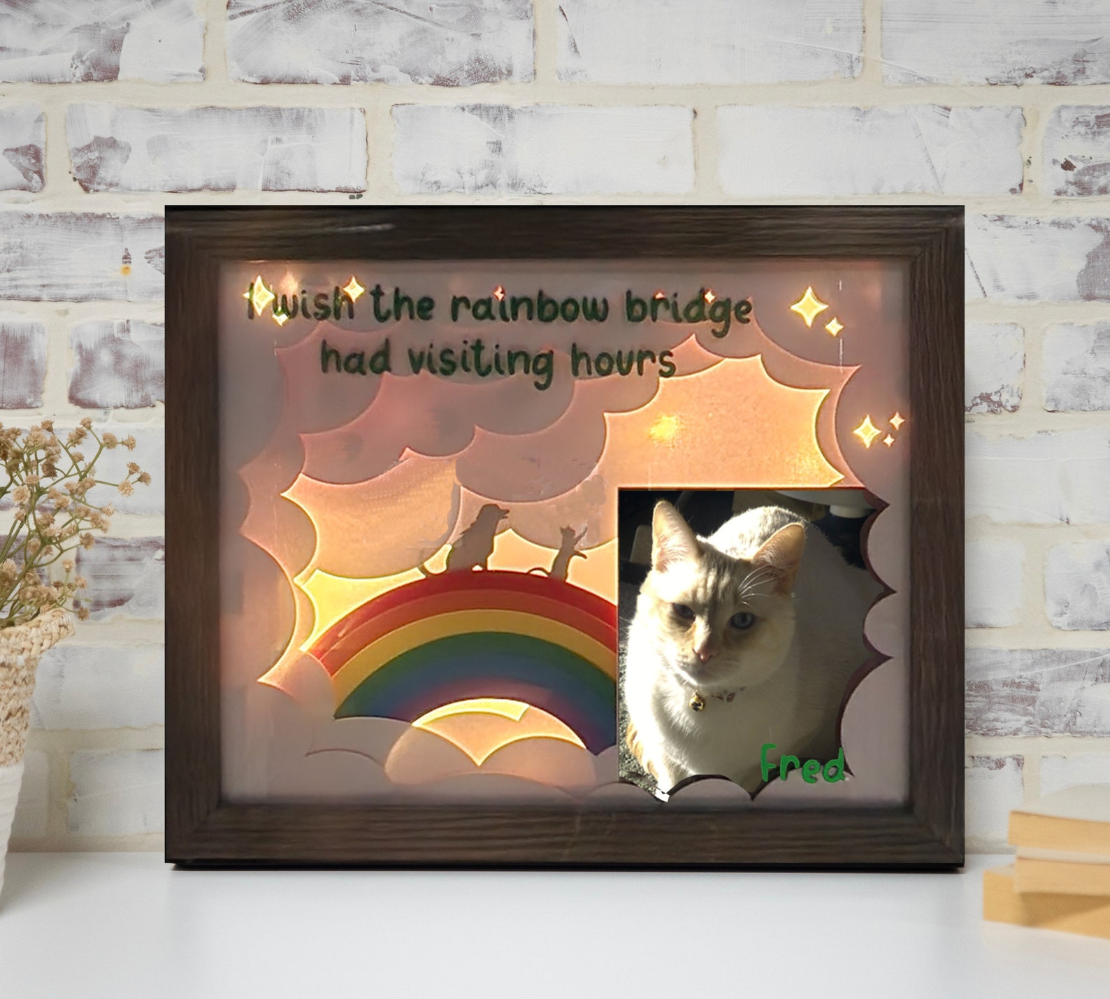 Personalized Rainbow Bridge Pet Memorial Shadowbox - Etsy