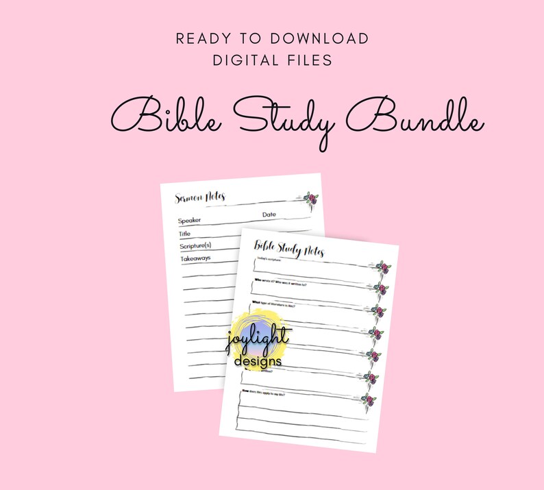 Instant Download Printable Bible Study Help Sermon Notes Prayer Praise ...