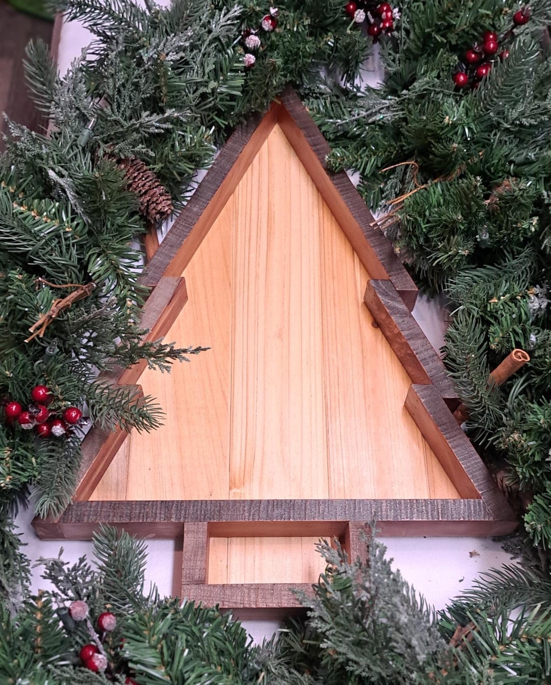 Rustic Farmhouse Christmas Tree Serving Platter for Hosting Holiday ...