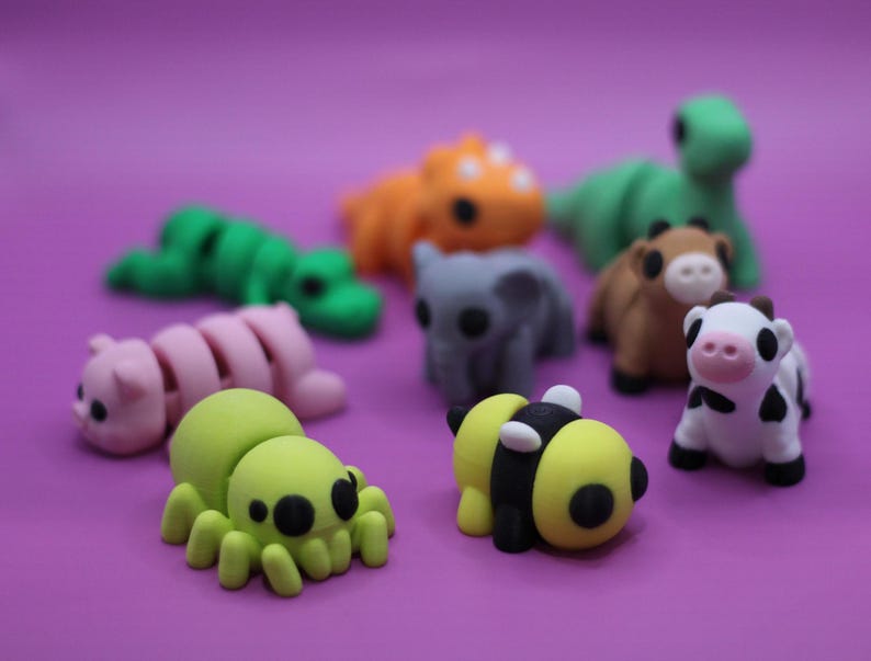 3D Printed Articulating Animals: Mini Fidget Pocket Pets - Etsy