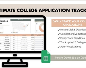 College Application Tracker Google Sheets Spreadsheet - Etsy