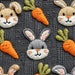 3d Knitted Easter Bunny and Carrot Seamless Pattern, Charcoal Grey ...