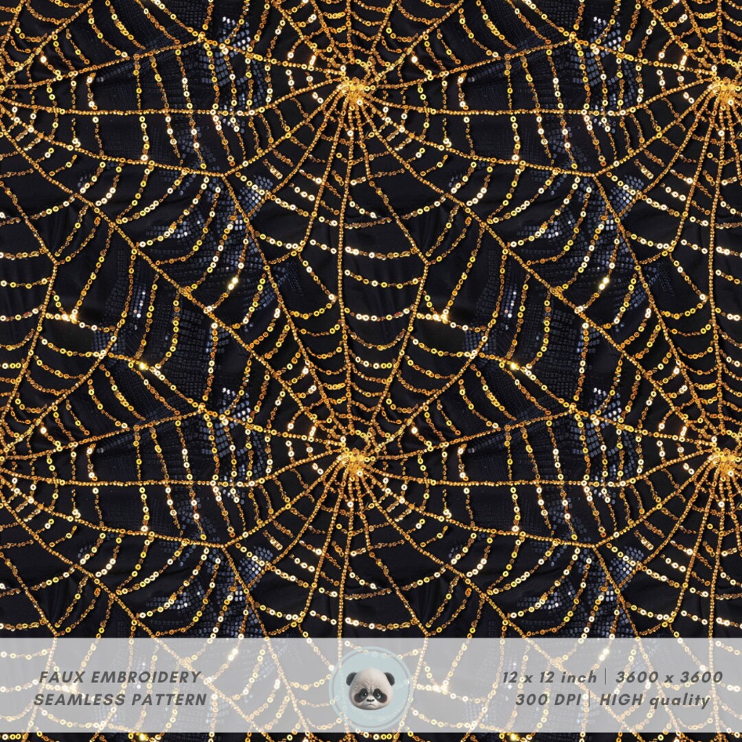 3d Faux Sequins Spider Web Seamless Pattern, Gothic Halloween Digital ...