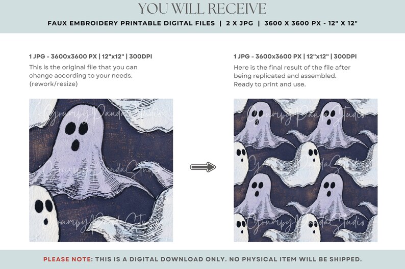 Purple Ghost Seamless Pattern, Sublimation Gifts, DIY Halloween Fabric ...