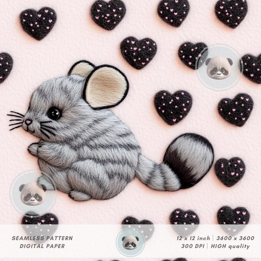 3d Furry Chinchilla Adorable Rodent Seamless Pattern, Valentines Junk ...
