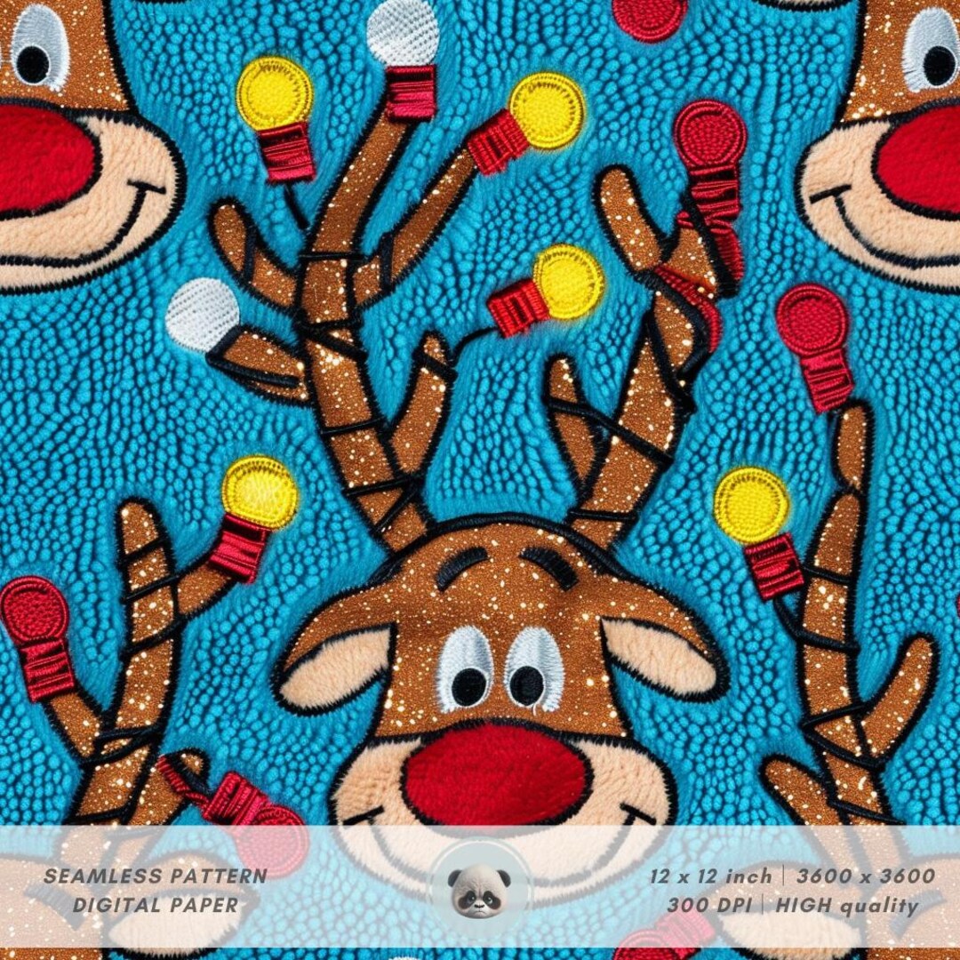 3d Rudolph the Reindeer Xmas Seamless Pattern, Woodland Animal Prints ...