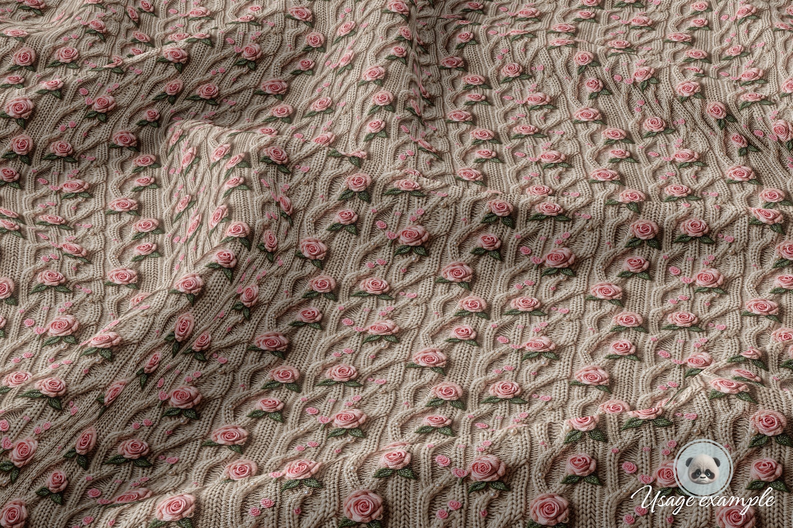 3d Knitted Vintage Pink Roses Seamless Pattern, Faux Embroidery Flowers ...