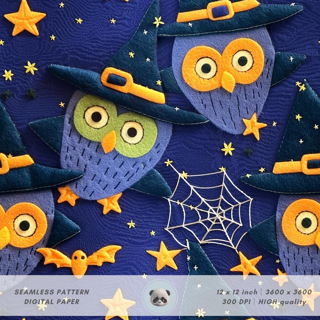Whimsical 3D Owl in Witch Hat, Faux Embroidery Pattern, Woodland Bird ...