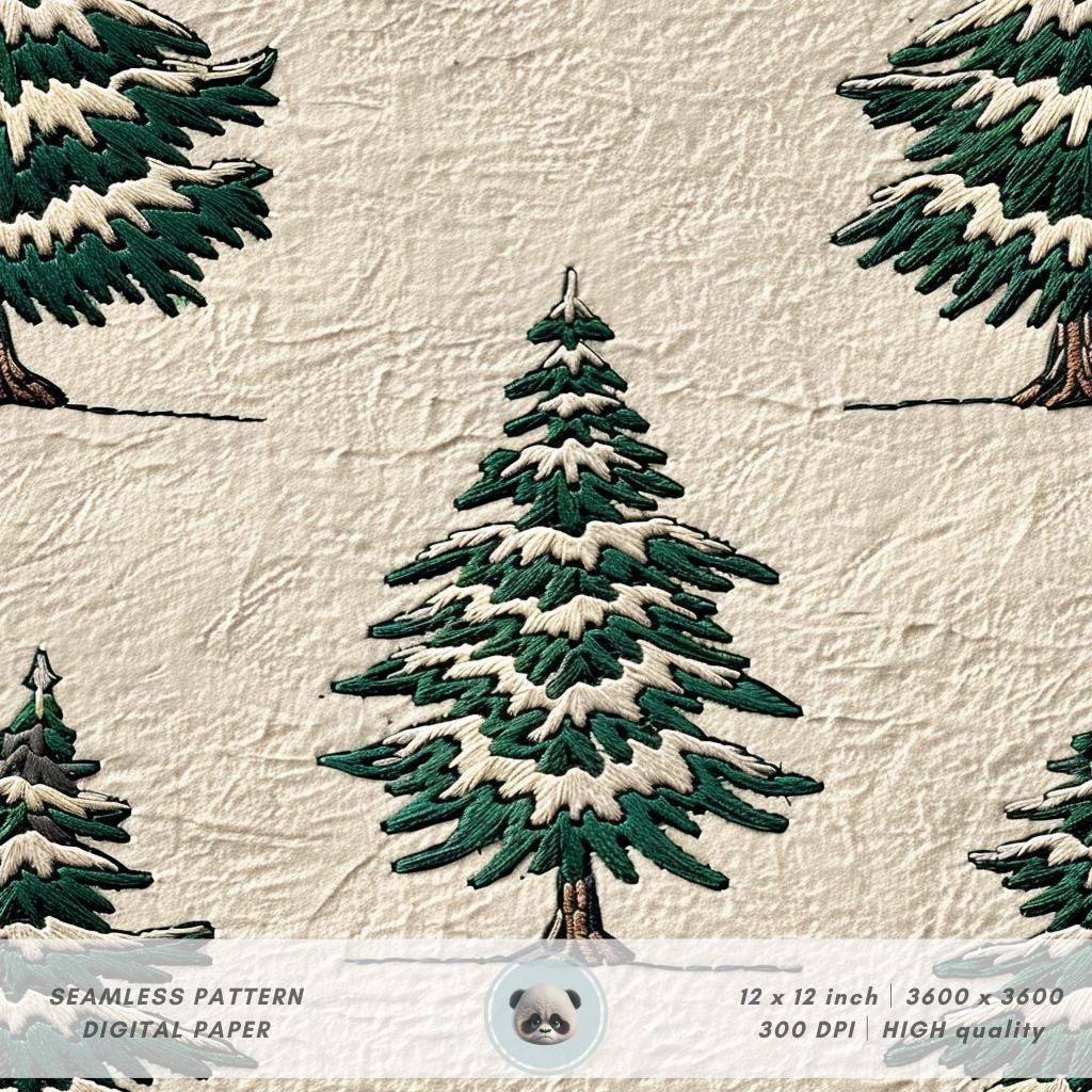 3d Spruce Pine Tree Seamless Pattern, Textured Beige Background, Xmas ...