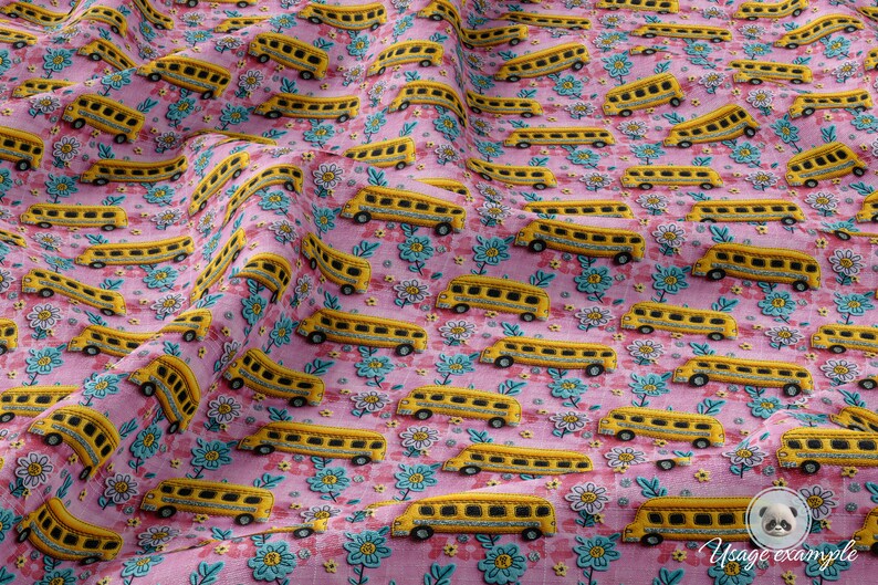 3d Yellow School Bus, Faux Embroidery Fabric Sublimation, Back to ...