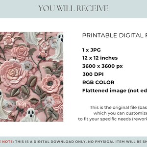 3d Rose Ghosts Pink Flowers Seamless Pattern, Halloween Background ...