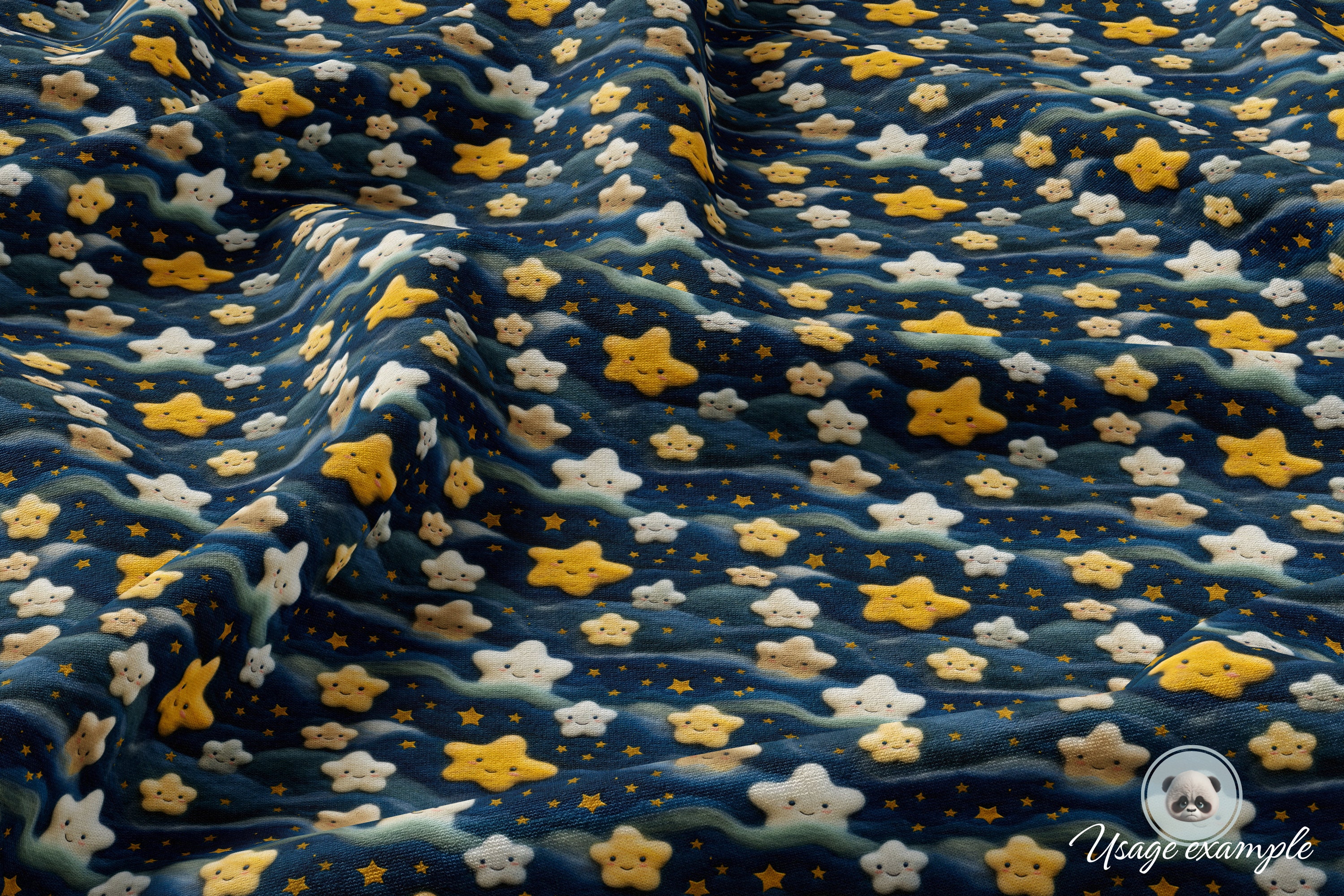 3d Cute Felt Star Seamless Pattern, Faux Embroidery Wool Felted Fabric ...