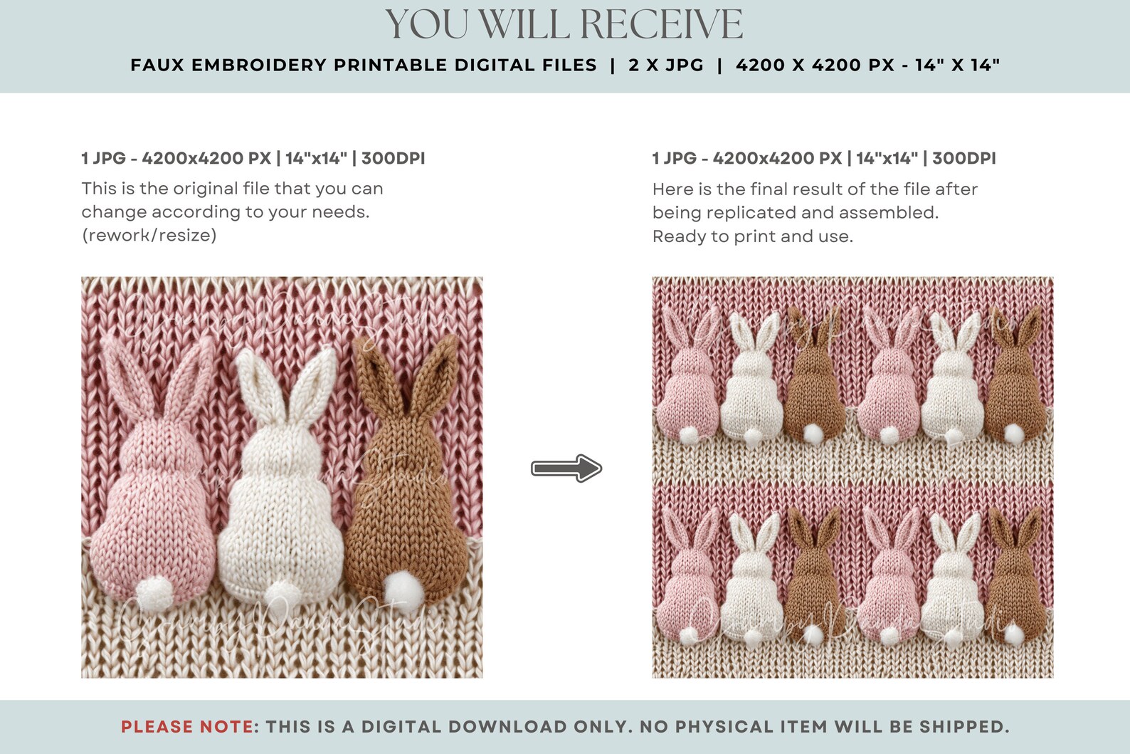 3d Cute Bunny Butt Seamless Pattern, Faux Embroidery Wool Knitted ...