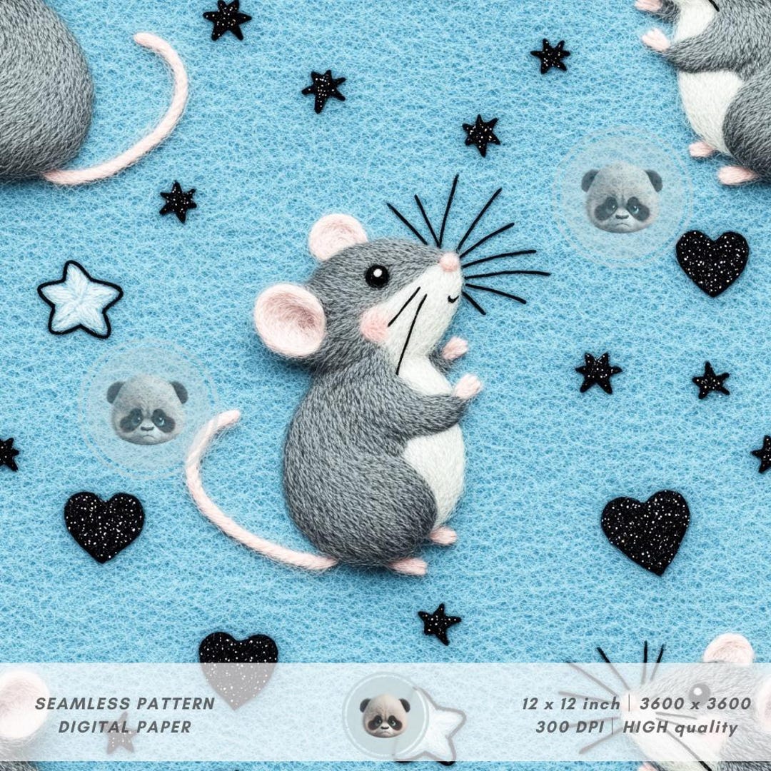 3d Grey Mouse Cute Rodent Seamless Pattern, Happy Valentines Day, Small ...