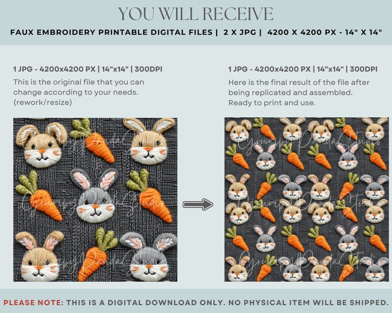 3d Knitted Easter Bunny and Carrot Seamless Pattern, Charcoal Grey ...