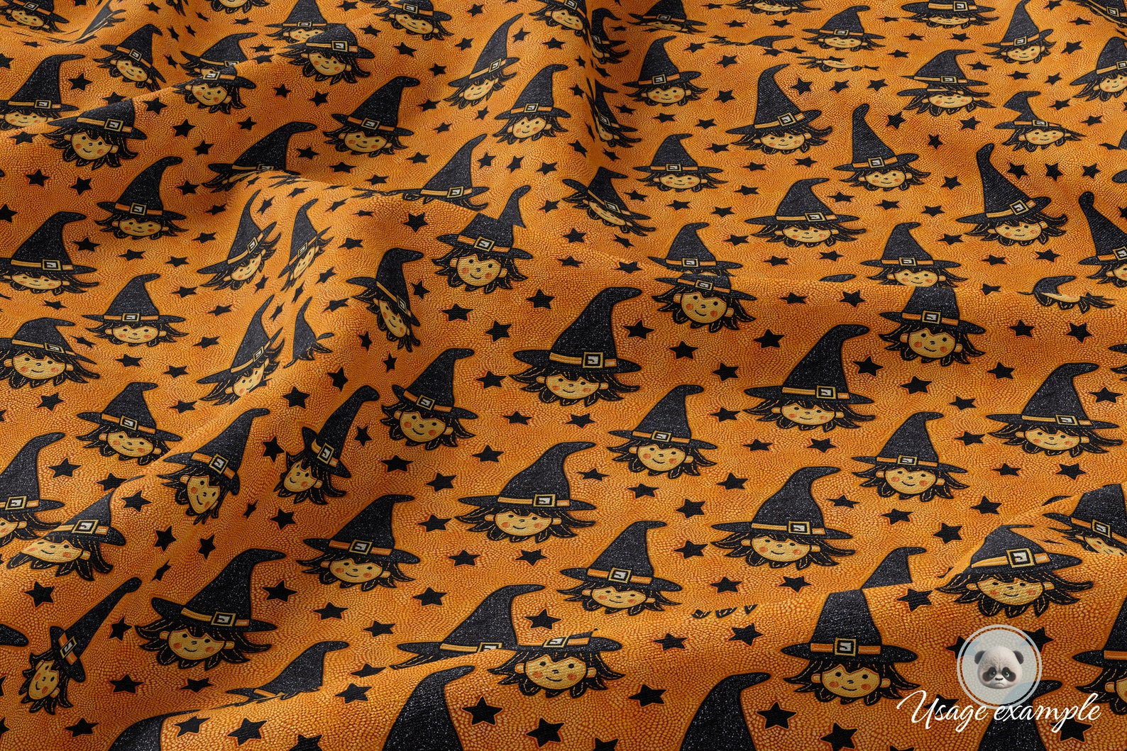 3d Little Witch Seamless Pattern, Faux Embroidery Effect Fabric ...