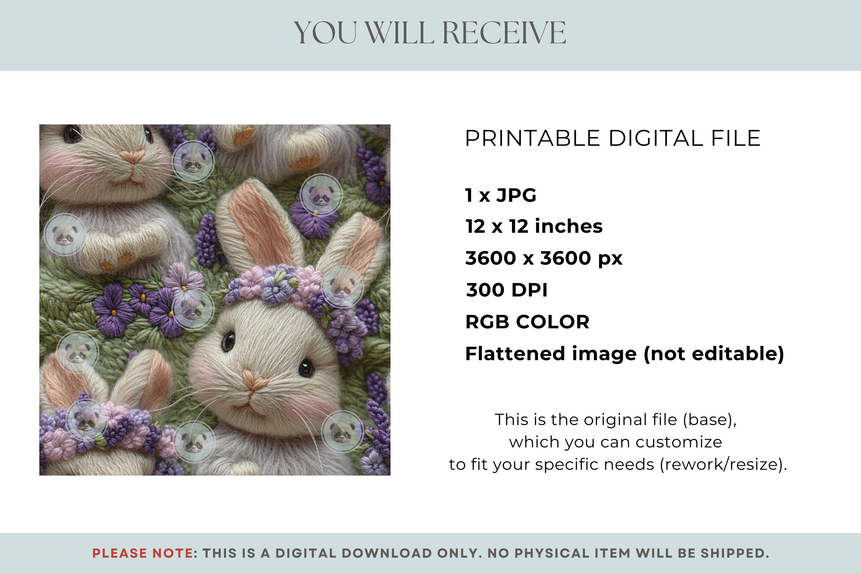 3d Spring Bunny in Lavender Wreath Seamless Pattern, Nursery Woodland ...