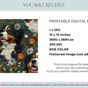 3d Bernese Mountain Dog Seamless Pattern, Floral Background, Animals ...