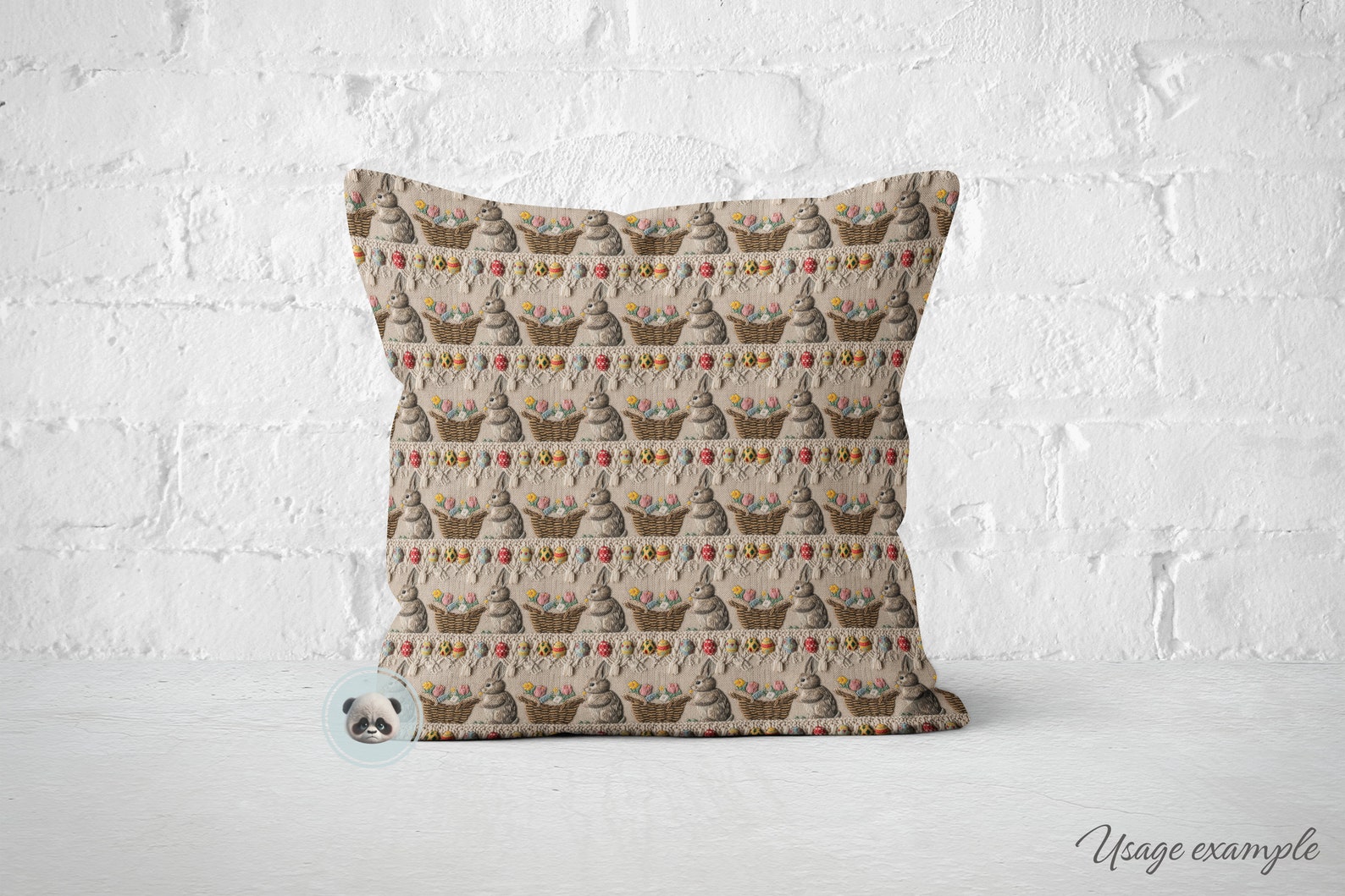 3d Easter Bunny Seamless Knit Pattern, Faux Embroidery Easter Eggs ...