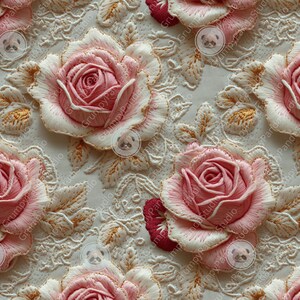 3d Vintage Rose Faux Embroidery Seamless File, Floral Digital Paper for ...