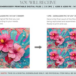 3d Hawaiian Hibiscus Seamless Pattern, Faux Embroidery Exotic Flowers ...