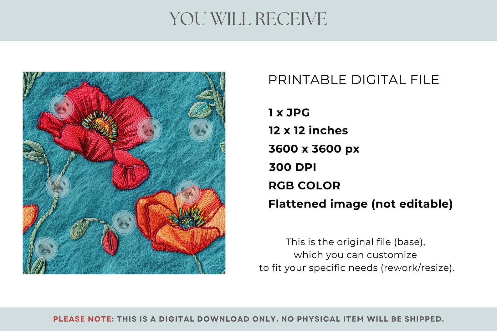3d Red Poppy Faux Embroidery Seamless Pattern, Birth Month Flower ...